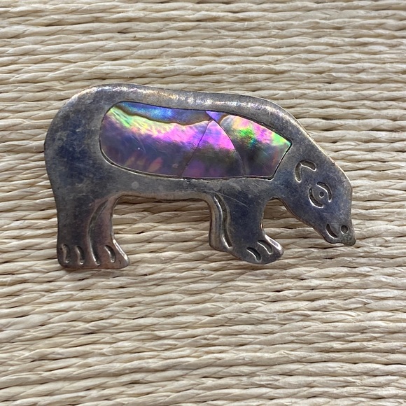 Jewelry | Vintage Alpaca Mexico Abalone Bear Brooch Pin | Poshmark